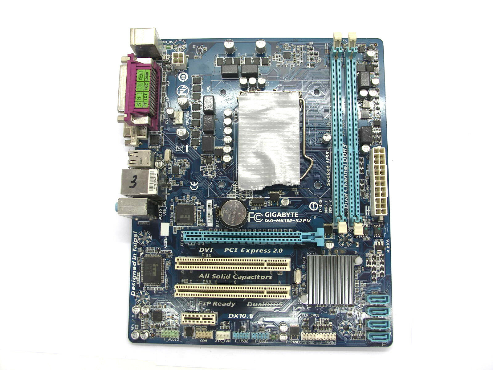 Материнская плата S-1155 Gigabyte GA-H61M-S2PV rev. 2.0 H61/2xDDR3/SVGA/DVI/GbLAN/Sb/mATX, без планки
