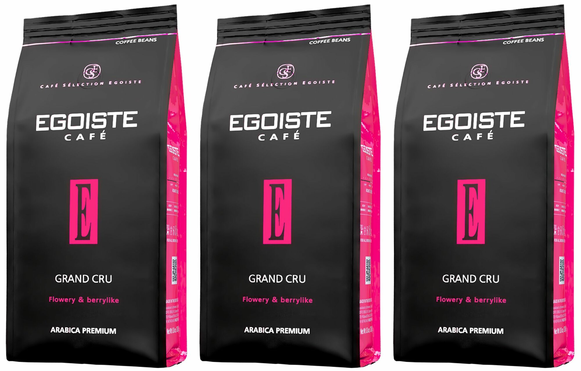 Кофе в зернах натуральный, жареный EGOISTE GRAND CRU Арабика 100% (Нидерланды) 250 гр. х 3 шт.