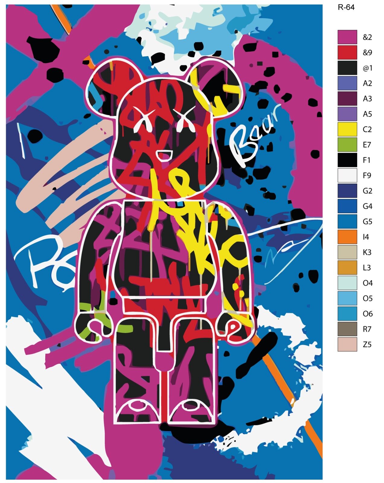 Картина по номерам BRUSHES-PAINTS "Bearbrick" R-64 40x60 см