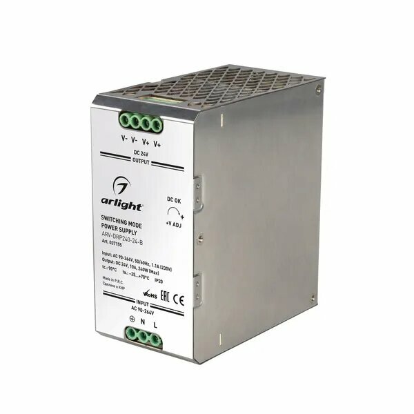 Блок питания (AC-DC) 24V 240W 037155 ARV-DRP240-24-B на din рейку