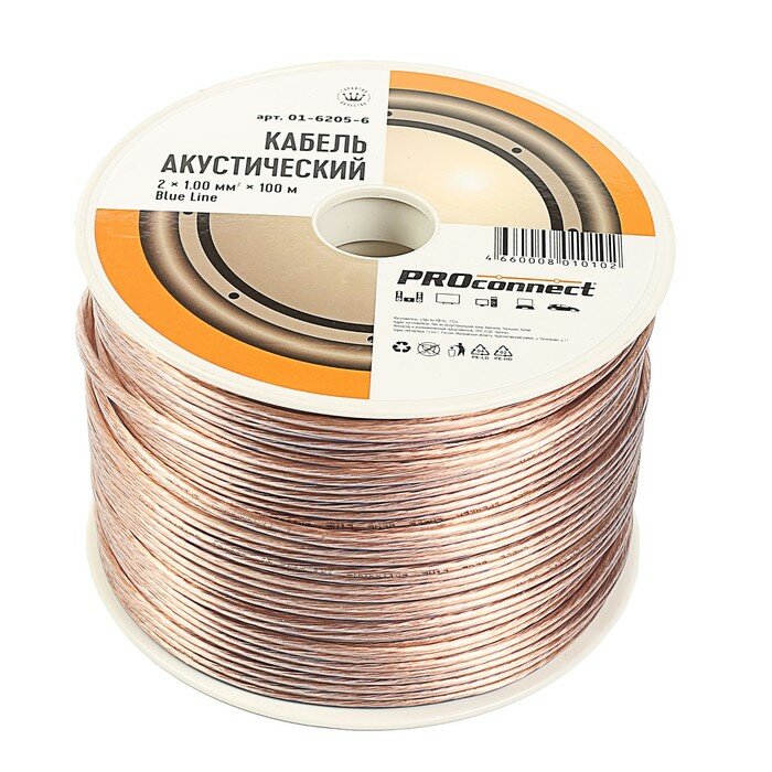 Кабель акустический 2 х 1 мм² , прозрачный Proconnect 01-6205-6