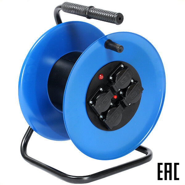 Катушка 10213 металл 4 роз. "евр" IP44 D=300мм Ш=150мм 16А т/реле Электроконтакт