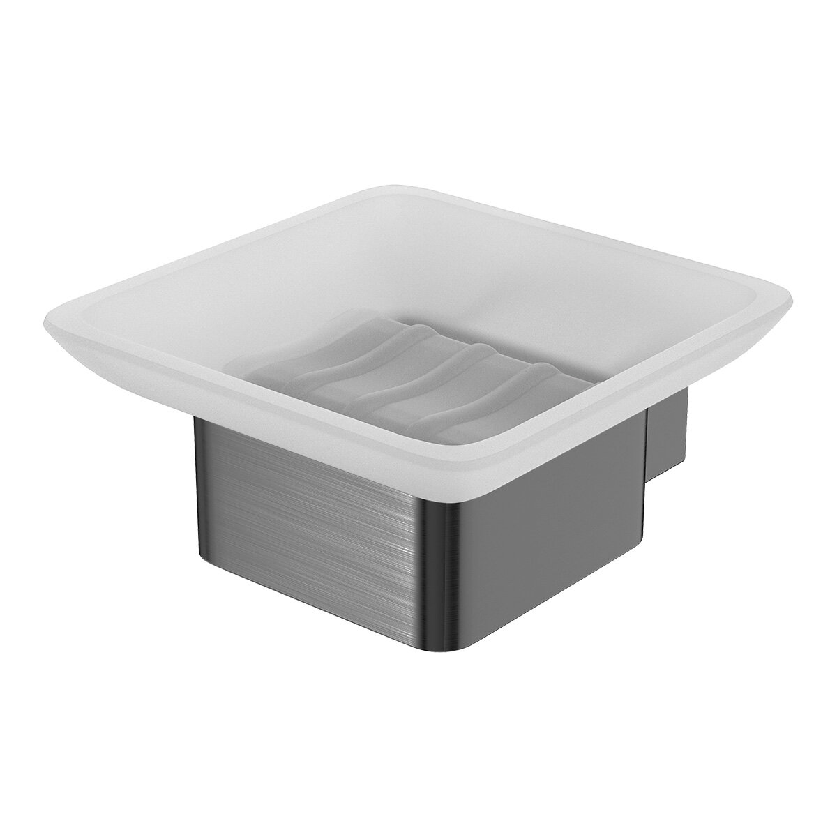 Мыльница Lemark SMOOTH LINE с держателем, графит, металл стекло