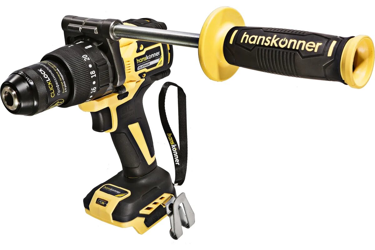 Hanskonner Дрель акк б/щ удар PLATINUM, 18В, 1BatterySystem, 165Нм,13мм, без АКБ и ЗУ HCD18165BL