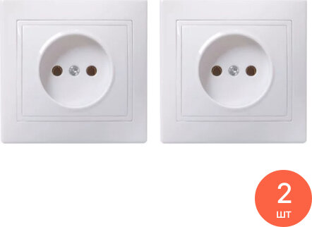 Розетка силовая штепсельная IEK / ИЭК Кварта 10А, белая 1-местная без заземляющих контактов, скрытая установка, РС10-2-КБ ERK13-K01-10-DM / электрооборудование (комплект из 2 шт)