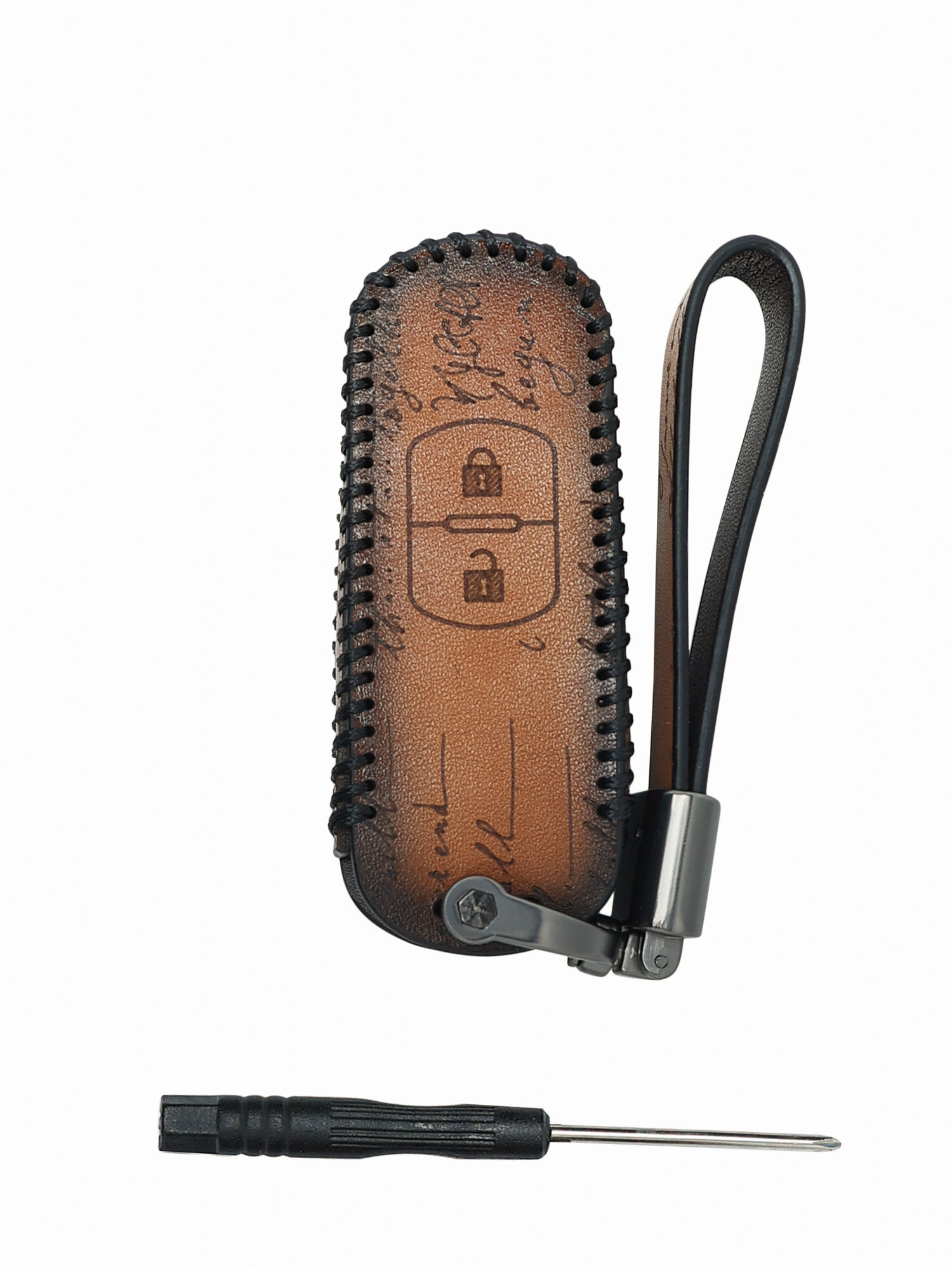 Чехол для автомобильного ключа Mazda (Мазда) Цвет Коричневый нить Черная