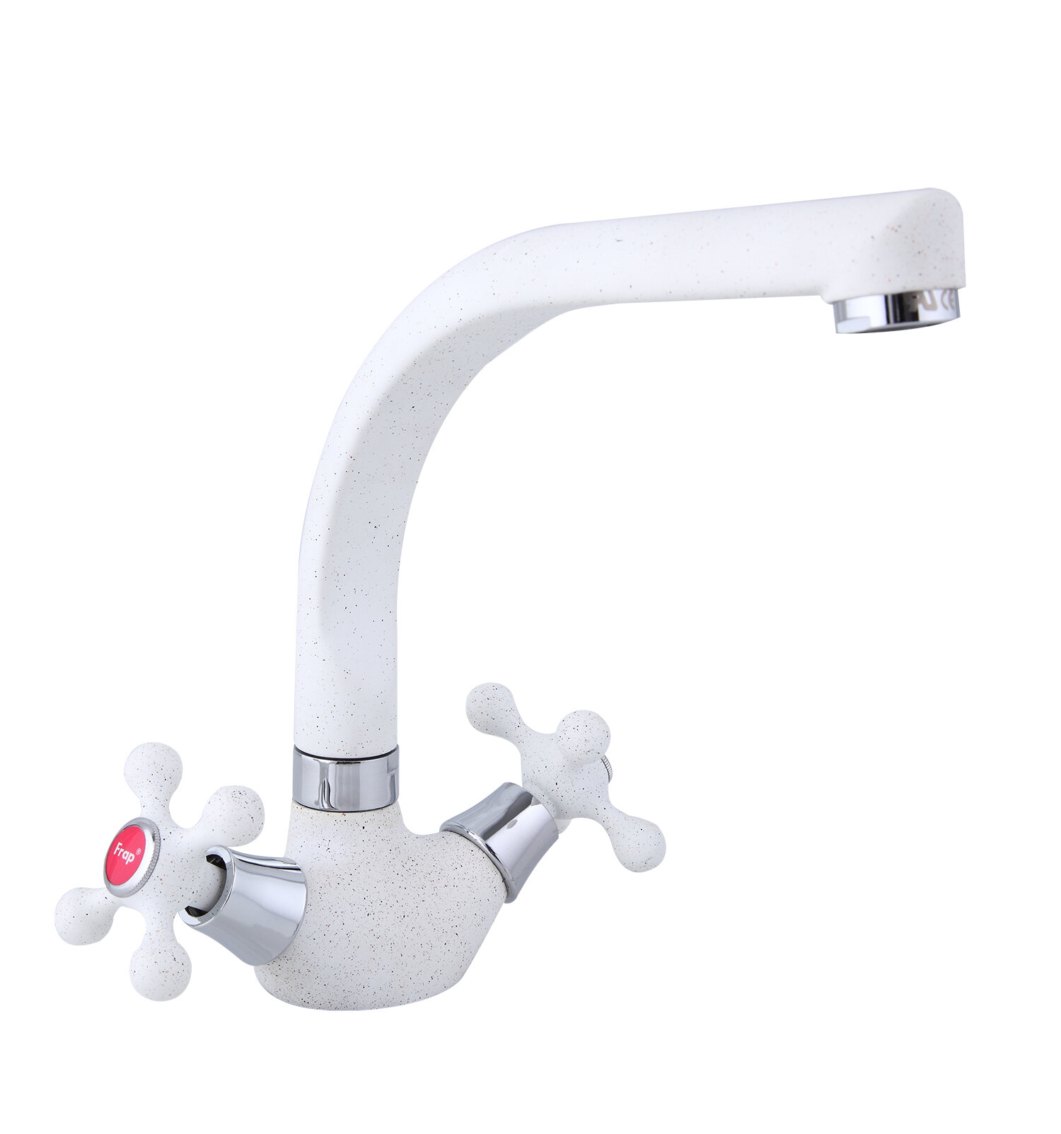 Смеситель для кухни (мойки) Frap F5408-8 белый, силумин, поворотный излив, горизонтальный монтаж
