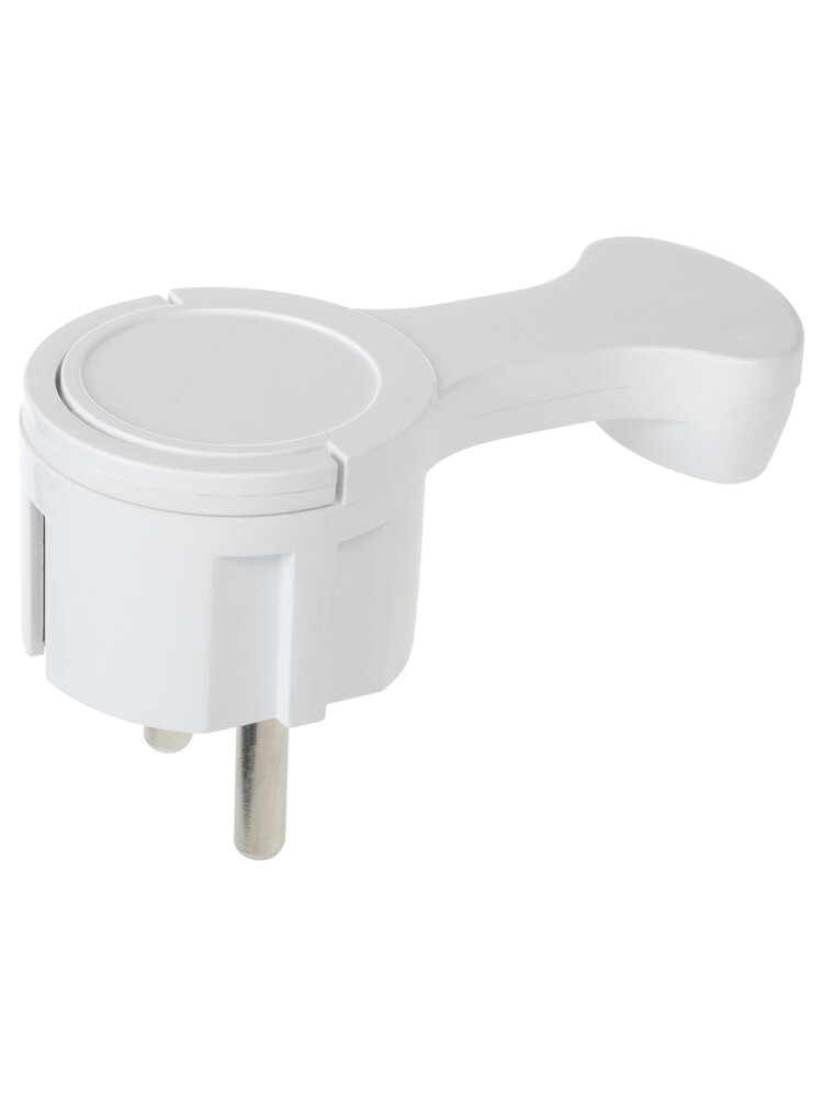 Вилка угловая плоская Duwi 8 мм 16 А цвет белый