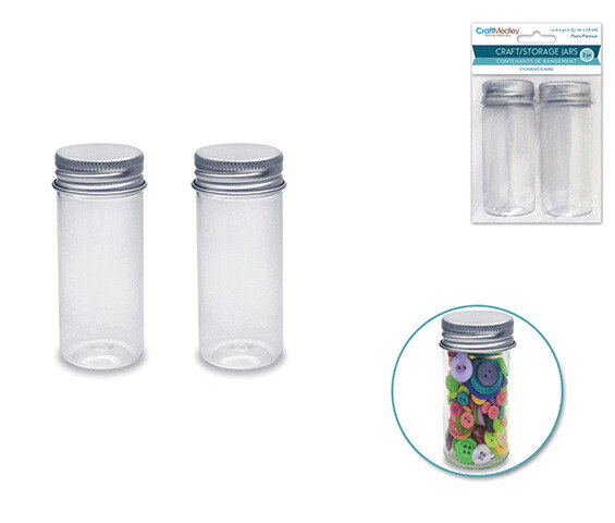 Набор баночек с винтовой алюминиевой крышкой для бисера. Высота 8 см. - (2 шт.)