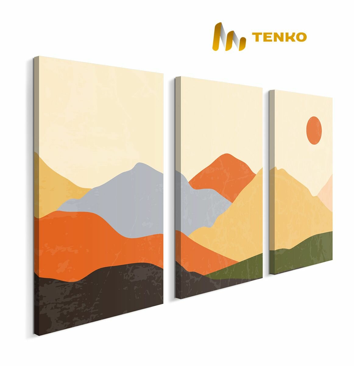 Большая модульная картина для интерьера (гарантия от выцветания!), картина из 3 частей для интерьера "Бохо Горы", 102 х 57 см, Tenko Decor