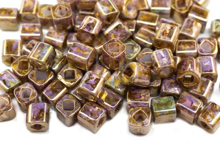 Бисер японский TOHO Cube кубический 4мм #Y185 hybrid глянцевый роза/дымчатый топаз, 5 грамм