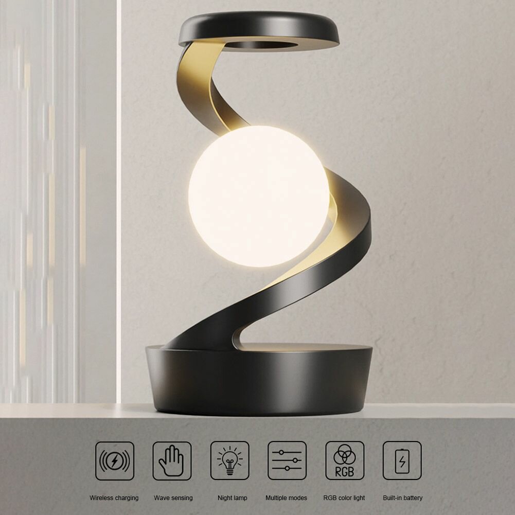 Левитирующая шаровая лампа RGB 3D с плавающей лампой с беспроводным зарядным устройством и управлением жестами