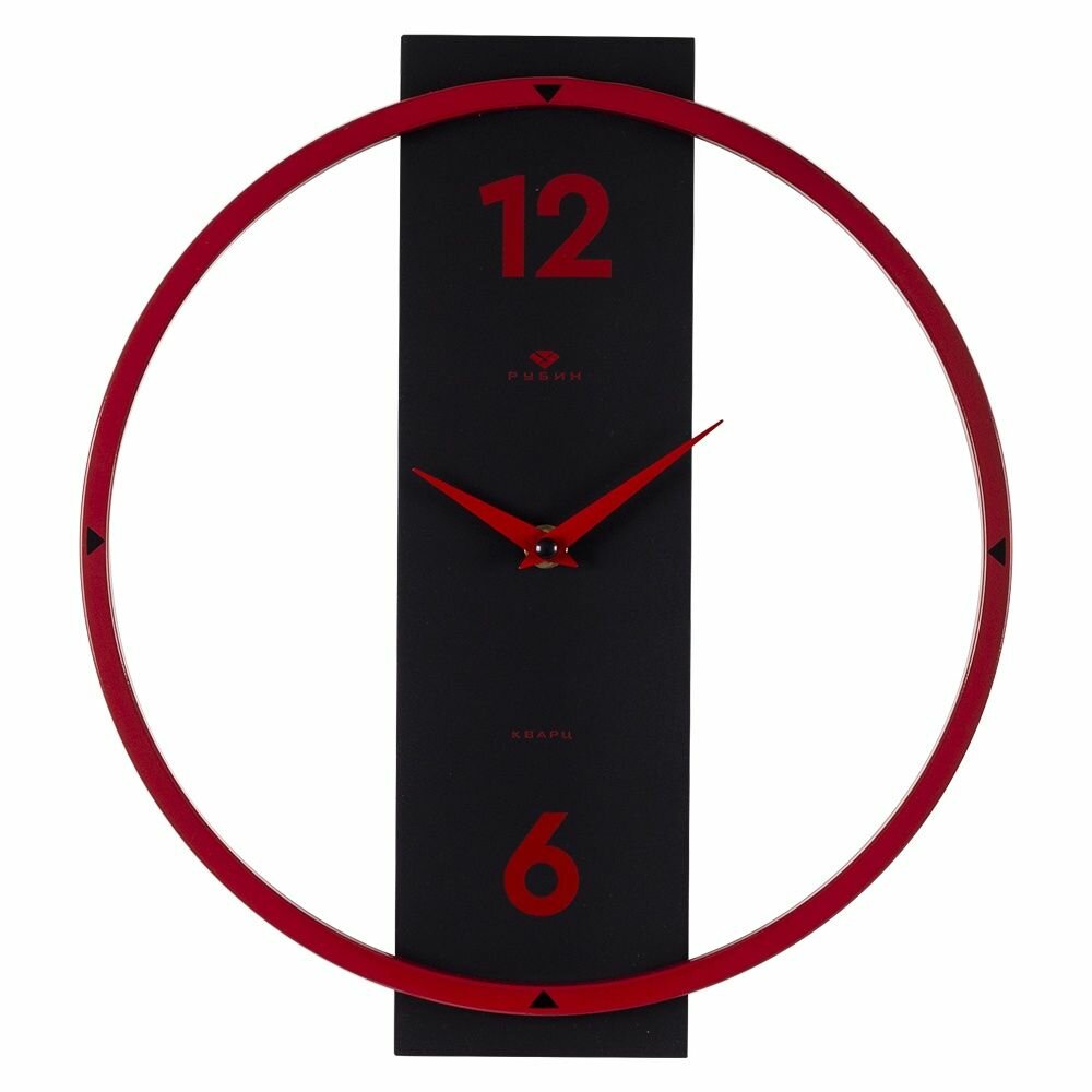 Часы настенные Рубин "Time 3", круглые 30,5 см, красно-черные, со стрелками (3330-003)