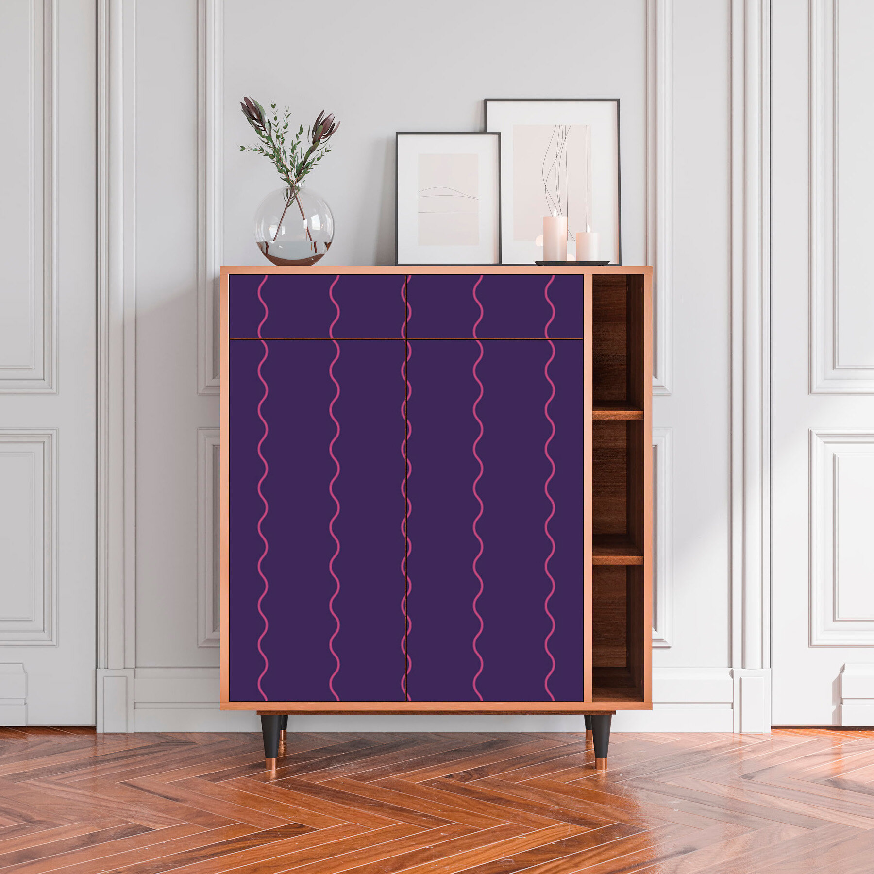 Комод - STORYZ - BS6 Grape Maccaroni, Размер - 94 x 110 x 41 см, Цвет корпуса - , Орех