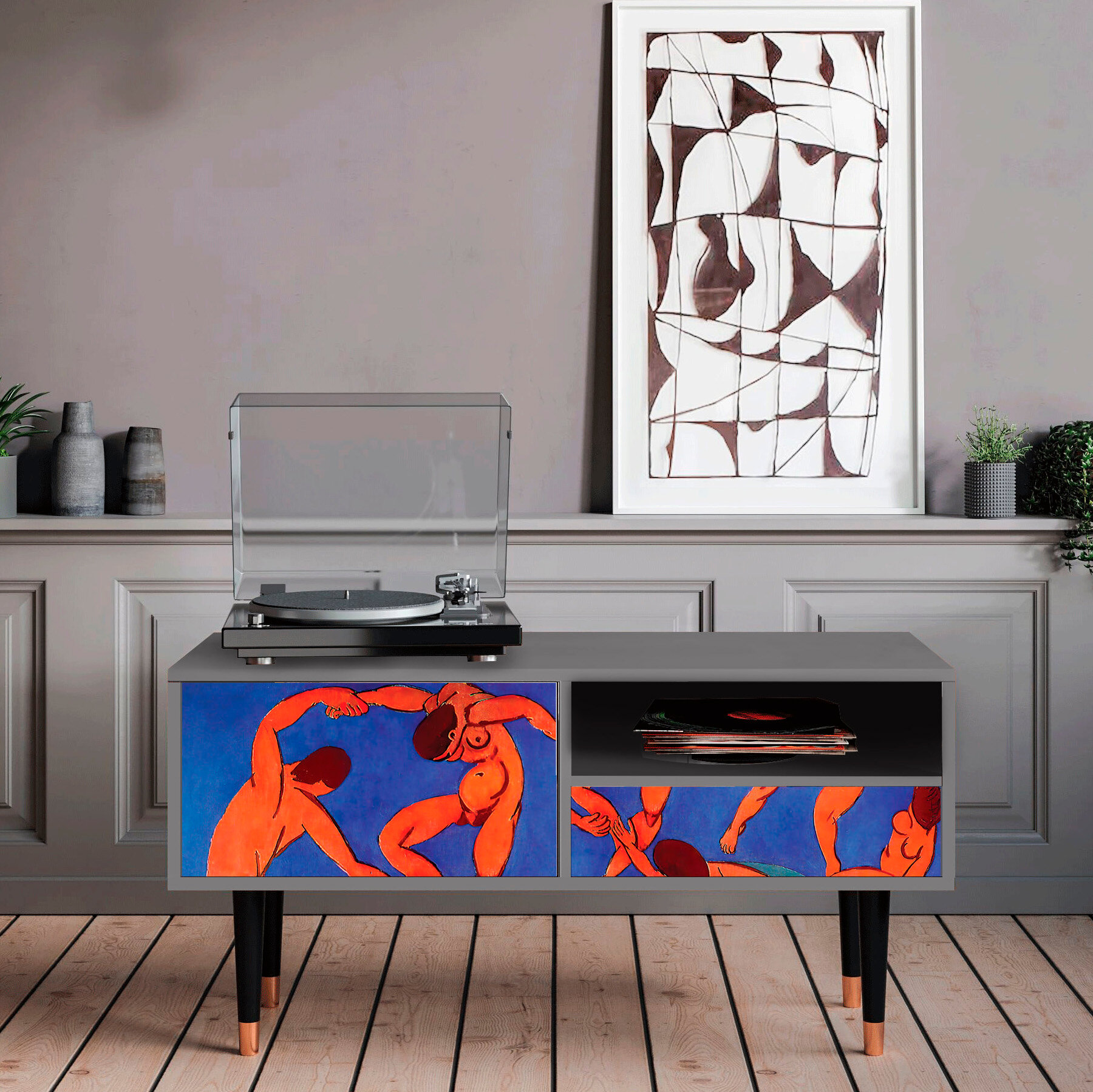 ТВ-Тумба - STORYZ - T3 The Dance by Henri Matisse , Размер - 115 x 59 x 48 см, Цвет корпуса - , Серый
