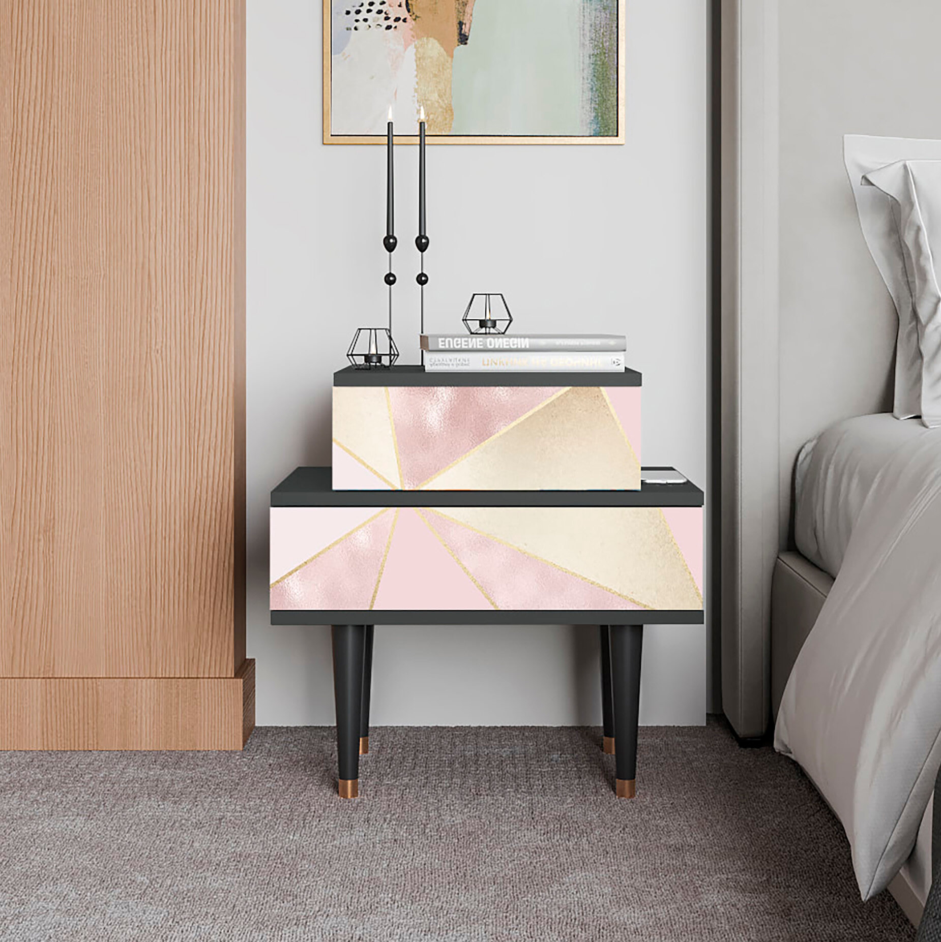 Прикроватная тумба - STORYZ - NS1 Cosmopolitan Diva, Размер - 58 x 58 x 41 см, Цвет корпуса - , Антрацит
