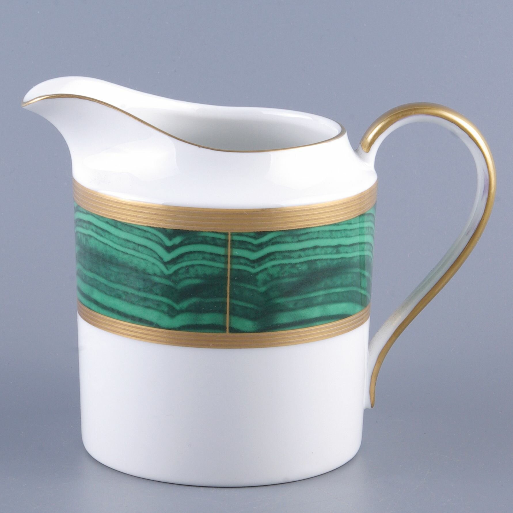 Faberge. Винтажный молочник "Малахитовый павильон". Фарфор, золочение, деколь. Faberge, Франция-Япония, конец XX века.