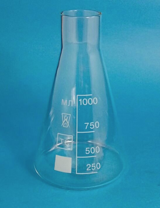 Колба коническая (Эрленмейера) КН-2-1000-50, 1000 мл (без шлифа)