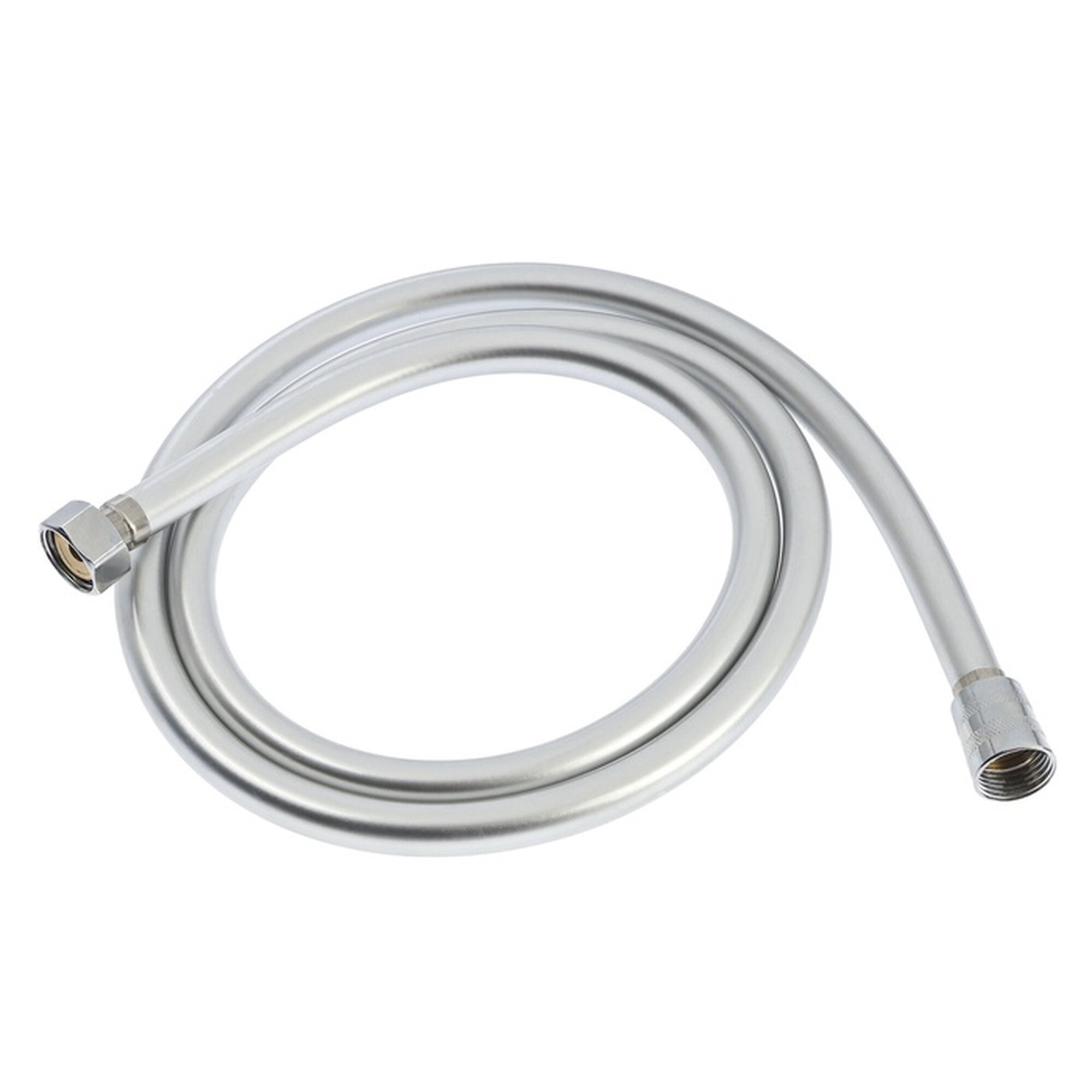 Душевой шланг ZEIN Z31PS, 150 см, гайки стальные, латунная втулка, силикон, серебристый, Имп/Имп