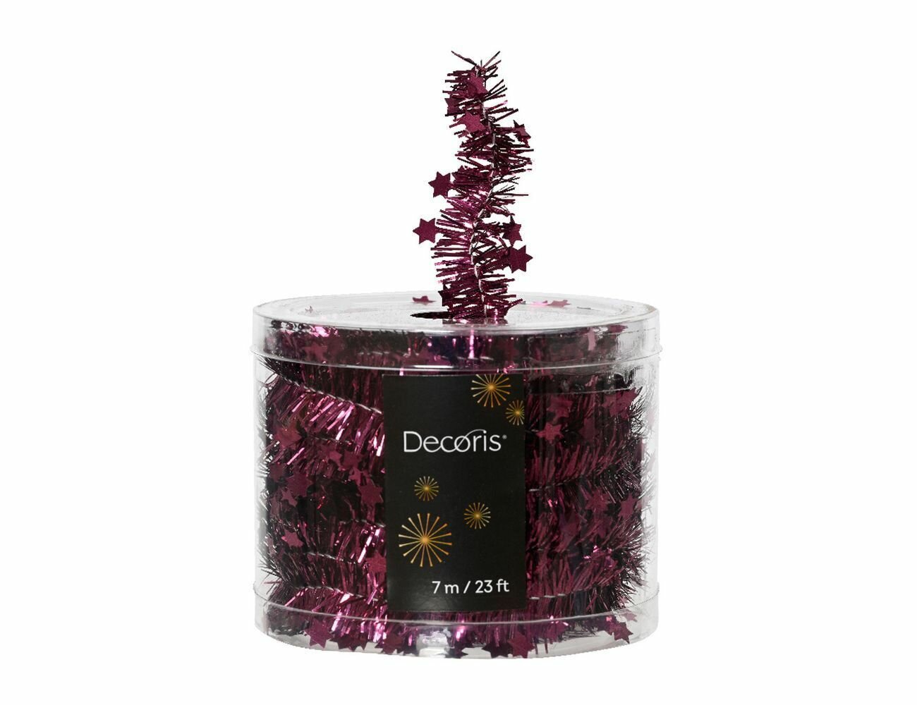 Мишура de luxe звёздная нить, фольга, гранатовый, 3.5 см х 7 м, Kaemingk 420119