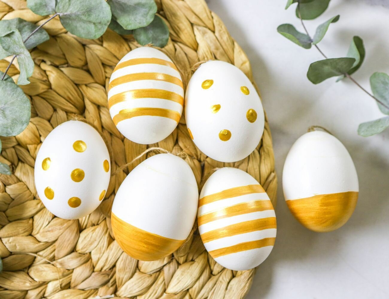 Декоративные пасхальные яйца золочёные мотивы, 6 см, 6 шт, Due Esse Christmas XPA21000231-2