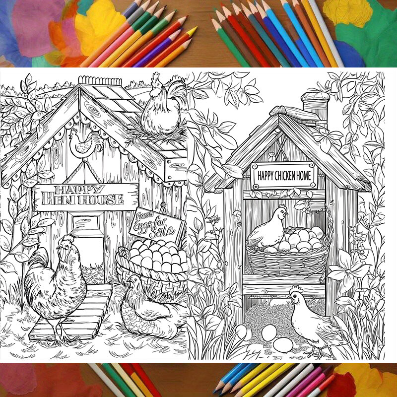 Раскраска для детей и взрослых Животные на ферме , творческая книга с милыми картинками коров, птиц и цветов, развивающая книжка для творчества и отдыха