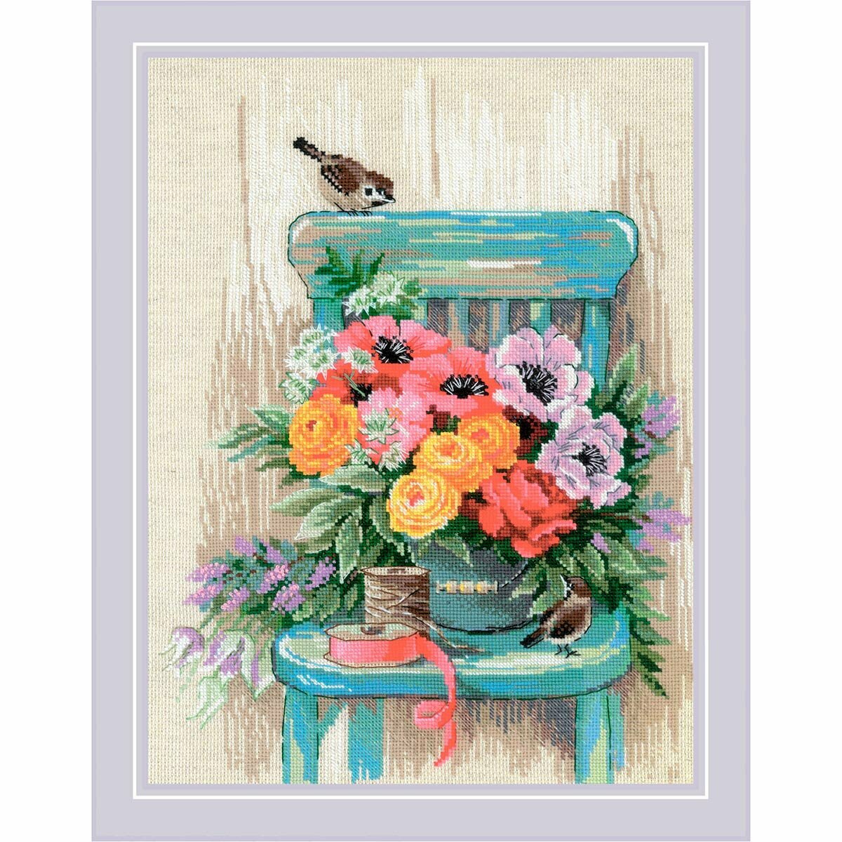 2299 Набор для вышивания крестиком 'Цветы моего сада' 30*40см, Риолис