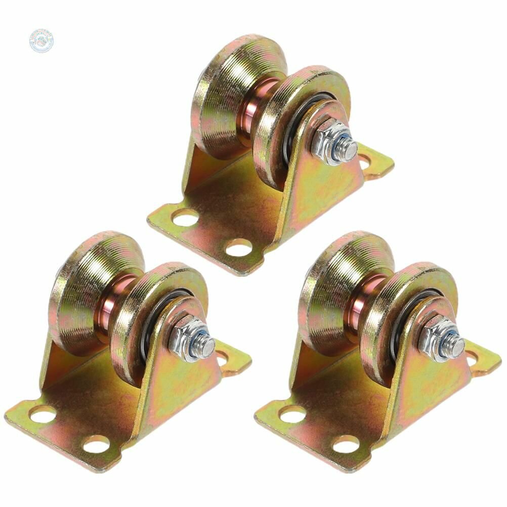 Такелажный блок крепежный тройной, стальной золотистый шкив для троса и каната, малый полиспаст для подъема грузов и крепления оборудования