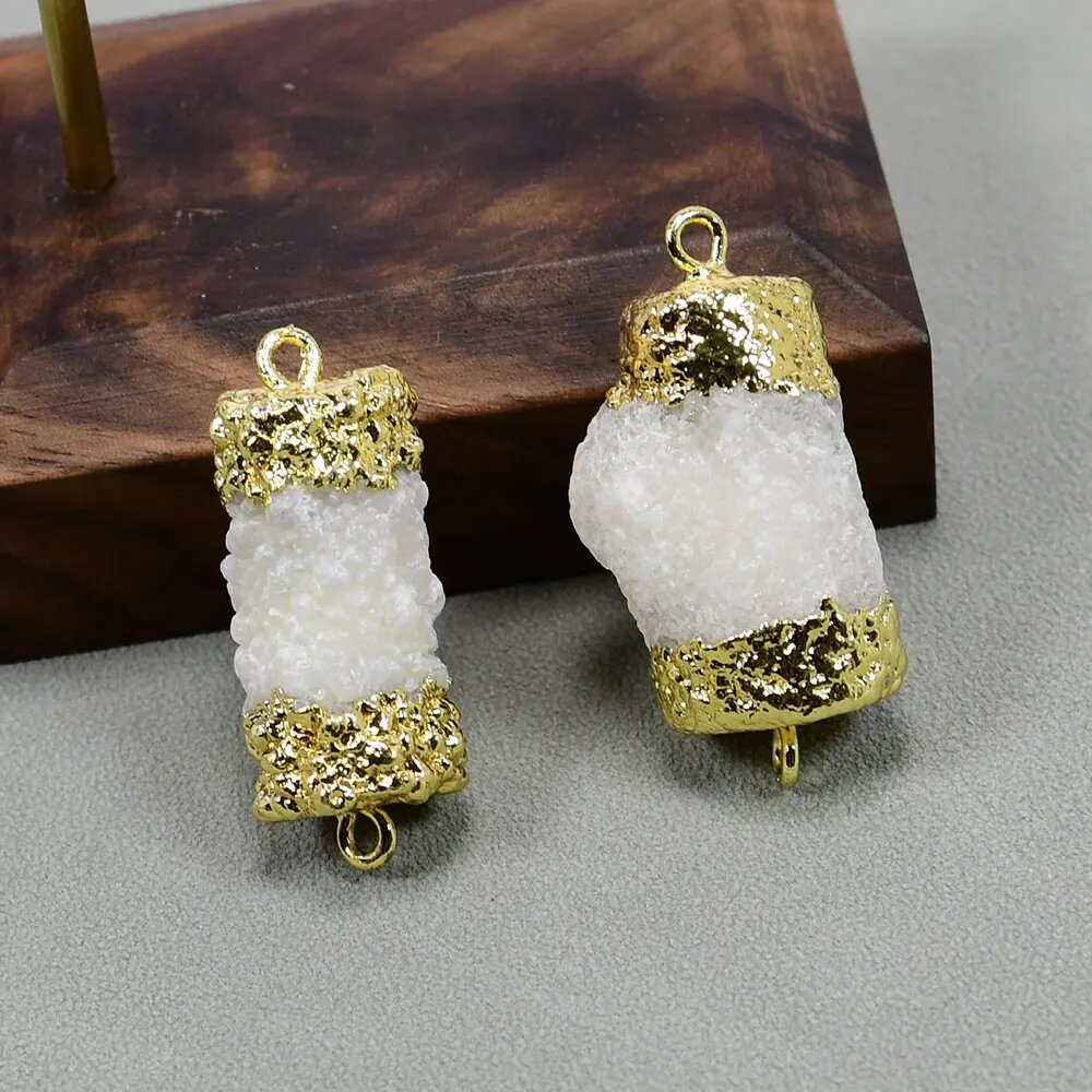 Кварцевые бусины APDGG 5 шт, белые, золотистые