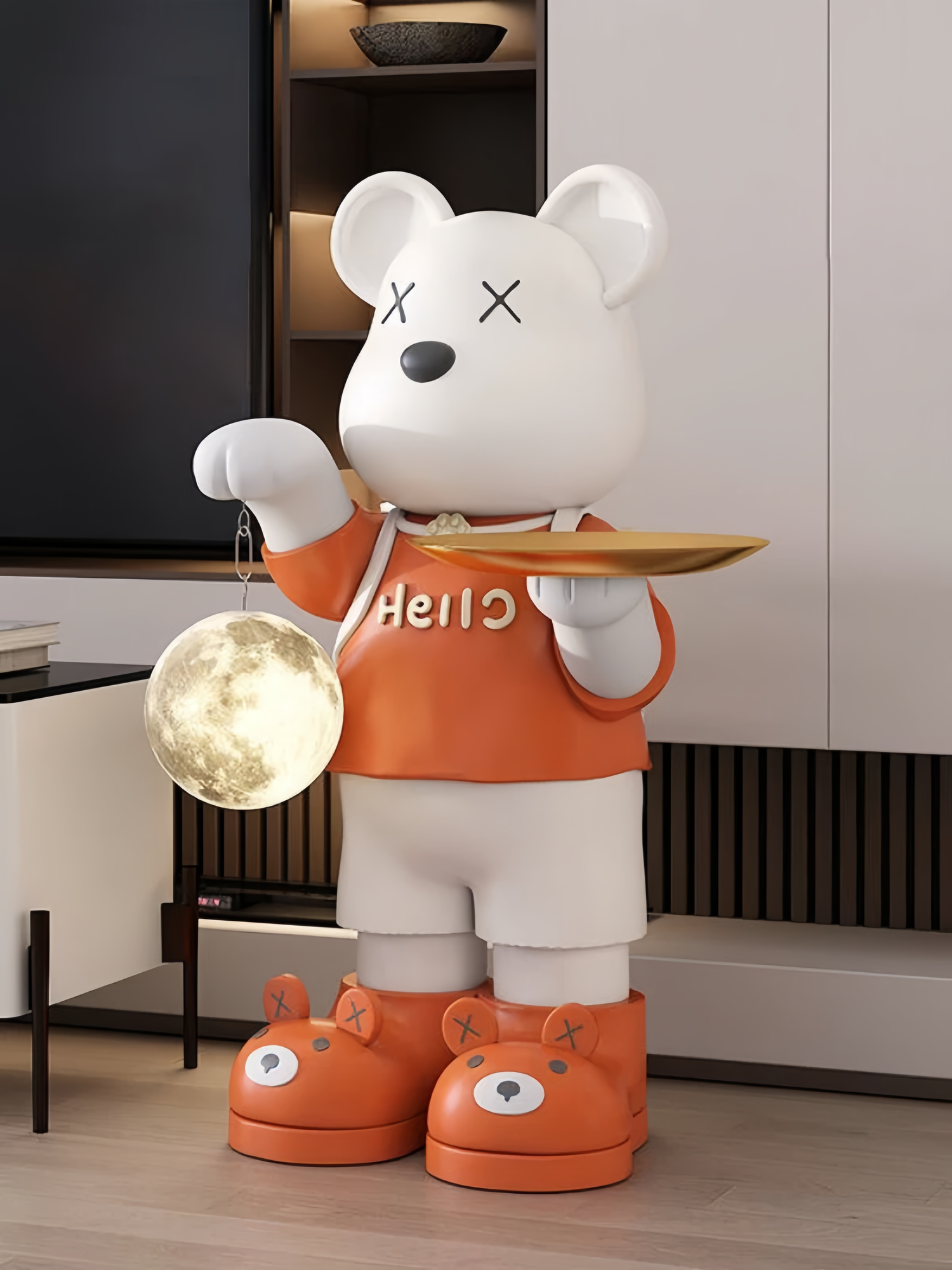 Столик-лампа Creative Light Luxury "Violent Bear", ручная роспись, 2 ножки