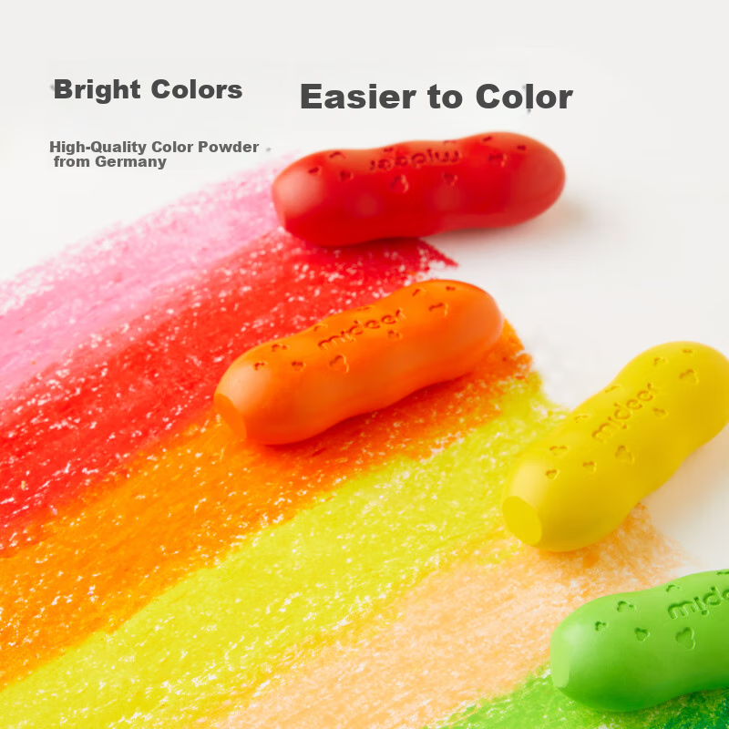 Mideer Deer Stationery Oil Pastels Art Professional Painting Baby Coloring Student Non-dirty Hands Oil Paint Brush Pea Crayons 8 Colors New Year Gift