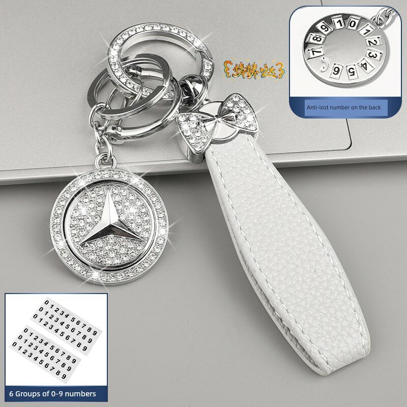 Брелок для ключей автомобиля для женщин, новый изысканный аксессуар для сумки с бриллиантовым бантом, брелок с номером