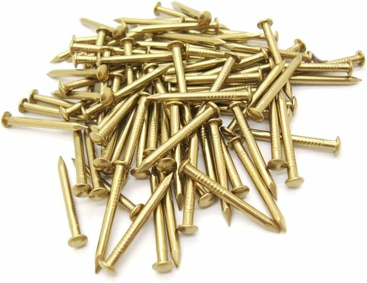 Ассортимент латунных гвоздей и штифтов на 100 штук, настенные штифты длиной 8 20 мм для столярных работ, изготовления мебели, развешивания картин, зеркал, рам и столярных проектов