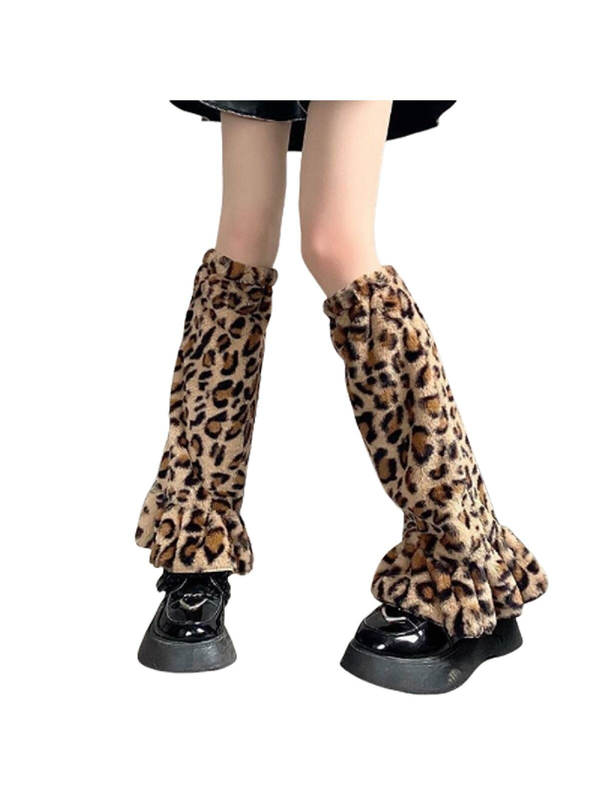 Ретро плюшевые леопардовые носки