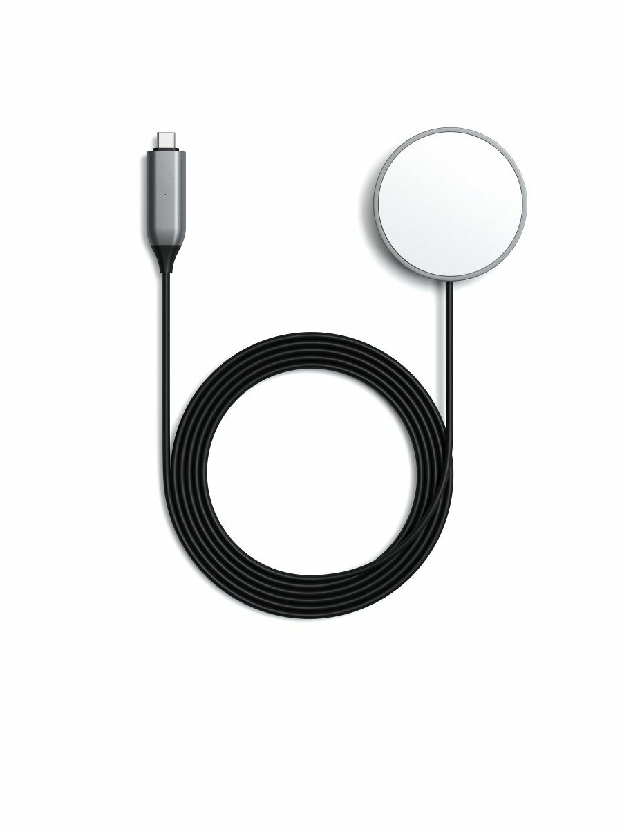 Беспроводное зарядное устройство Satechi Magnetic Wireless Charging Cable. Интерфейс Type-C, длина 1.5м. Цвет: серый космос.
