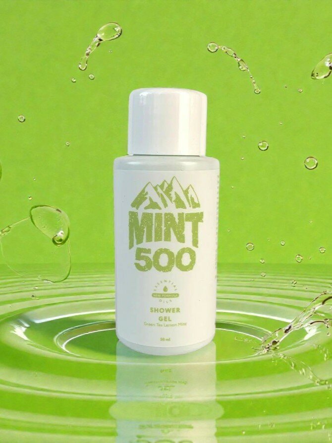 Увлажняющий гель для душа дорожный с ароматом мяты, зеленого чая и лимона Mint500 Shower Gel Green Tea Lemon Mint 50 мл