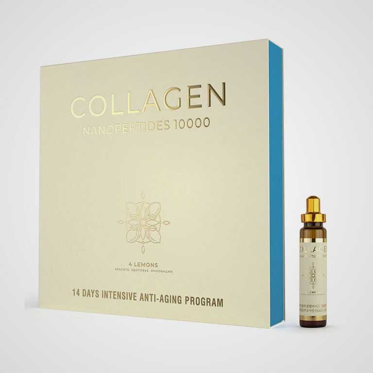 Морской Коллаген с Нанопептидами Collagen Nanopeptides 10000 4LEMONS Collagen Nanopeptides 10000 Бад 14 порций