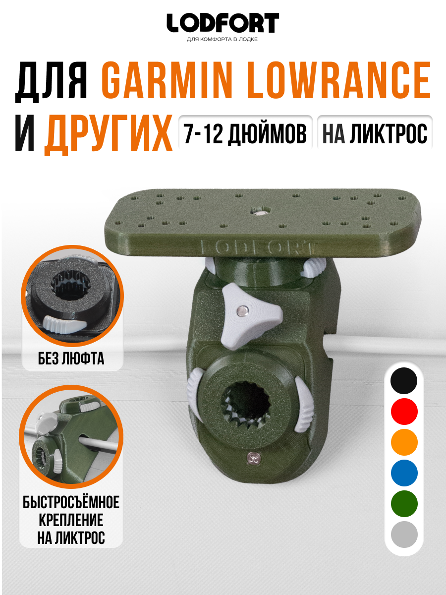 Держатель эхолота Lowrance/Garmin на ликтрос 7-12 LODFORT универсальный, быстросъёмный