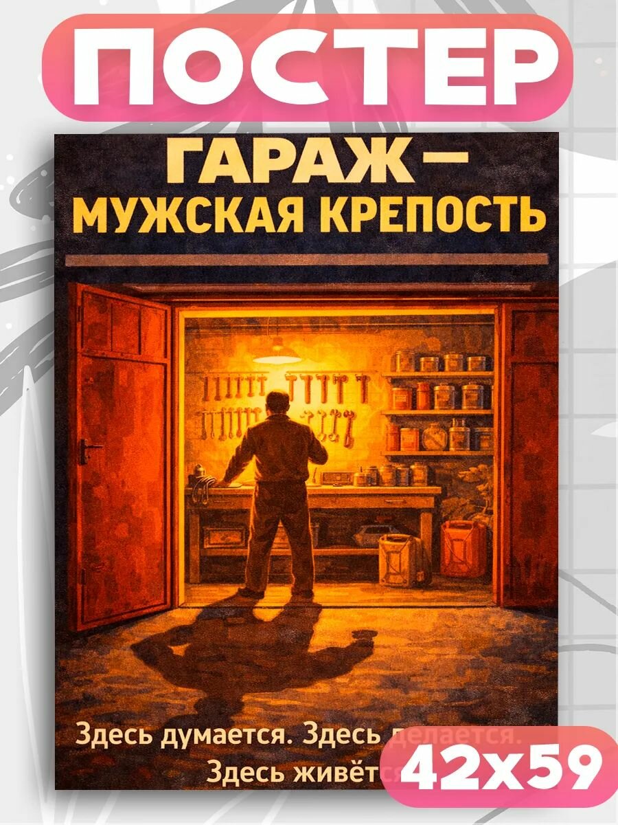 Постер на стену интерьерные в гараж , плакат 1шт, А2 размер.