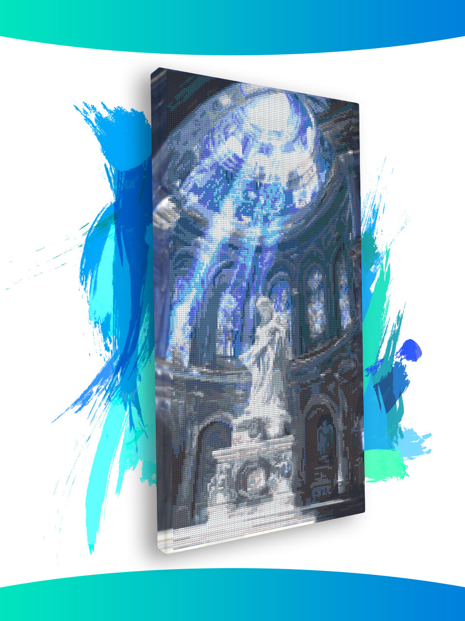 Алмазная мозаика на подрамнике - вышивка - Ангел в центре собора 30 х 60 см