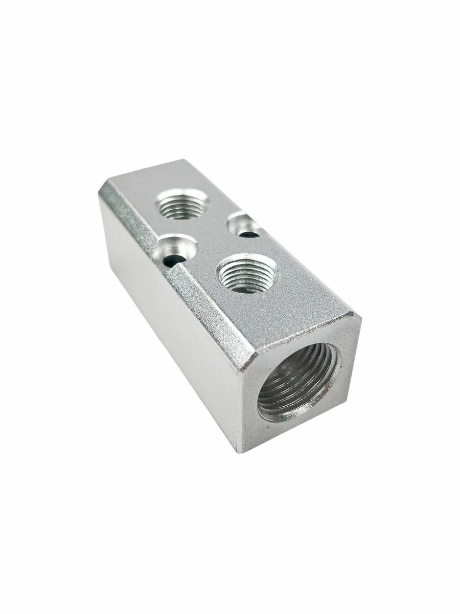 Распределитель воздуха резьба 1/4 (2) - 1/2 (2) (коллектор, переходник), разветвитель соединитель для шлангов и трубки (распределитель) пневматический