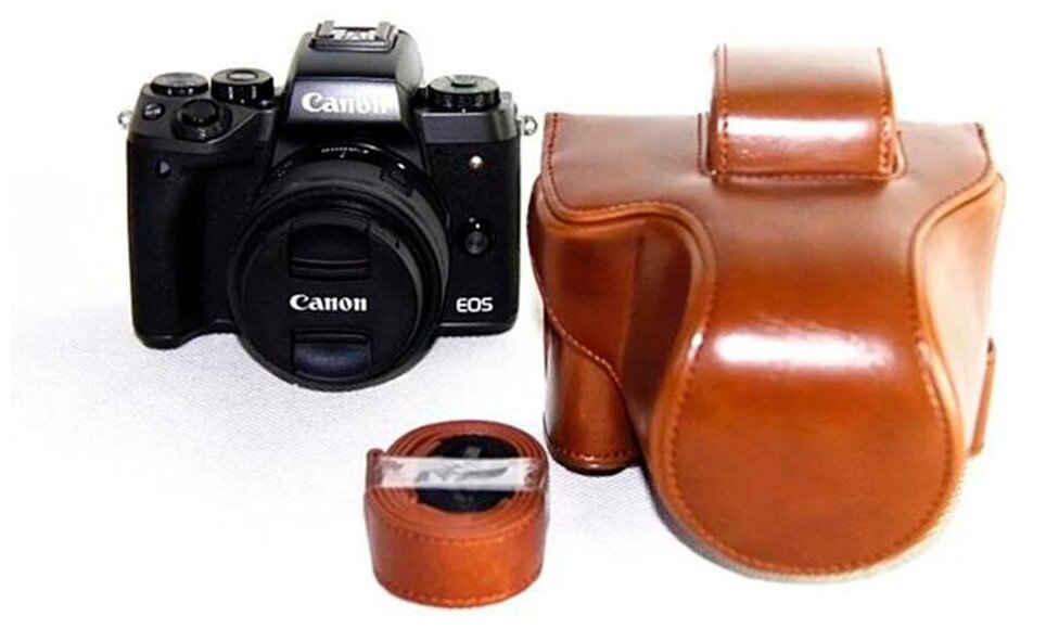 Защитный чехол-футляр MyPads TC-1510 для фотоаппарата Canon EOS M50 kit противоударный усиленный легкий из качественной кожи
