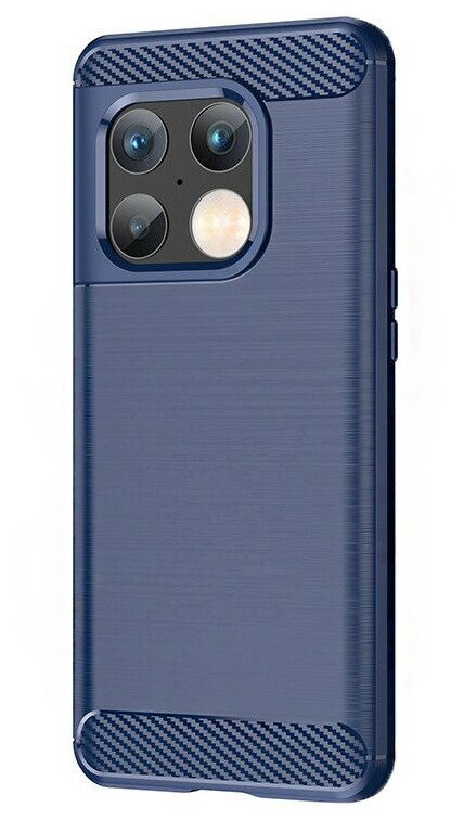 Накладка силиконовая для OnePlus 10 Pro под карбон и сталь синяя