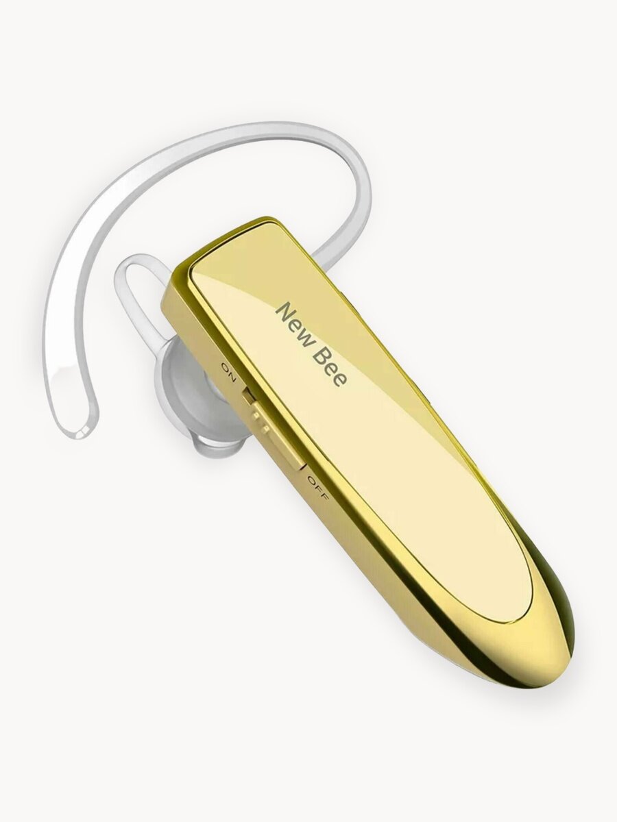 Беспроводная Bluetooth гарнитура NEW BEE LC-B41 с мощный аккумулятором 240мАч с русскоязычными уведомлениями золотой