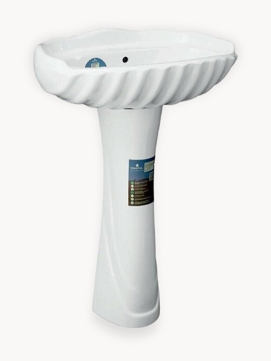 Раковина с пьедесталом Derya Keramika DK-209212 с отверстием белый, 570х860х460, фарфор