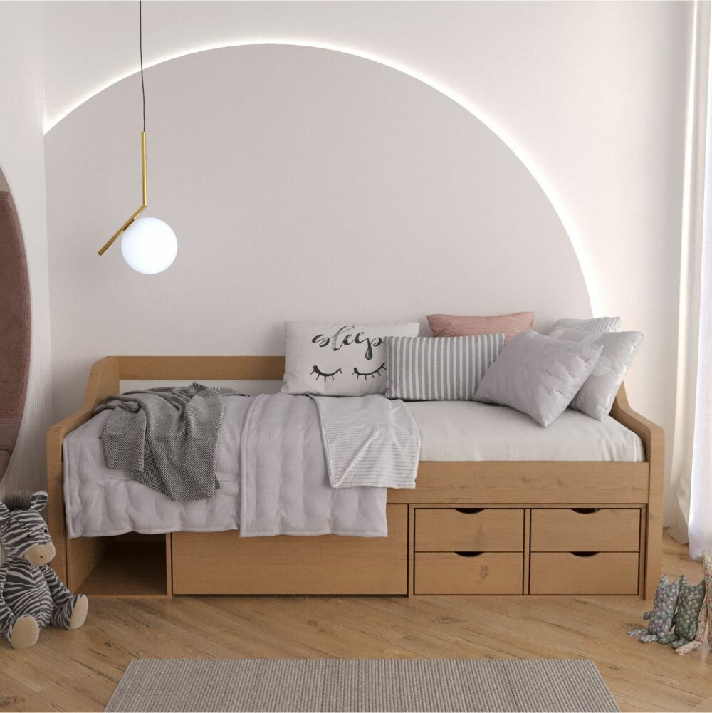 Детская кровать с ящиками 70x190 Анюта цвет Ольха