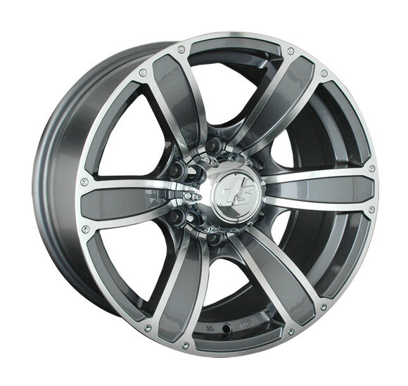 Колесный диск LS LS766 17x8" PCD6x139,7 ET10 D107,1 темно-серый глянцевый с полированными лучами