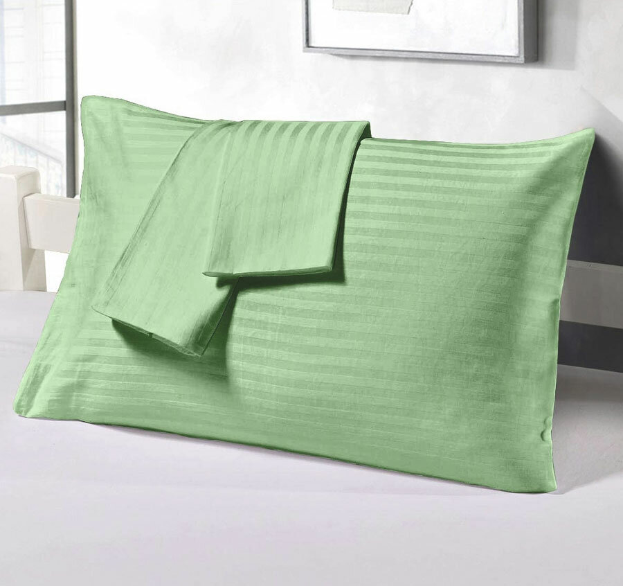 Комплект наволочек из страйп-сатина Полоска 1x1 FSL-010 светло-зеленый Elin (светло-зеленый), Наволочка 70x70 (с ушками)