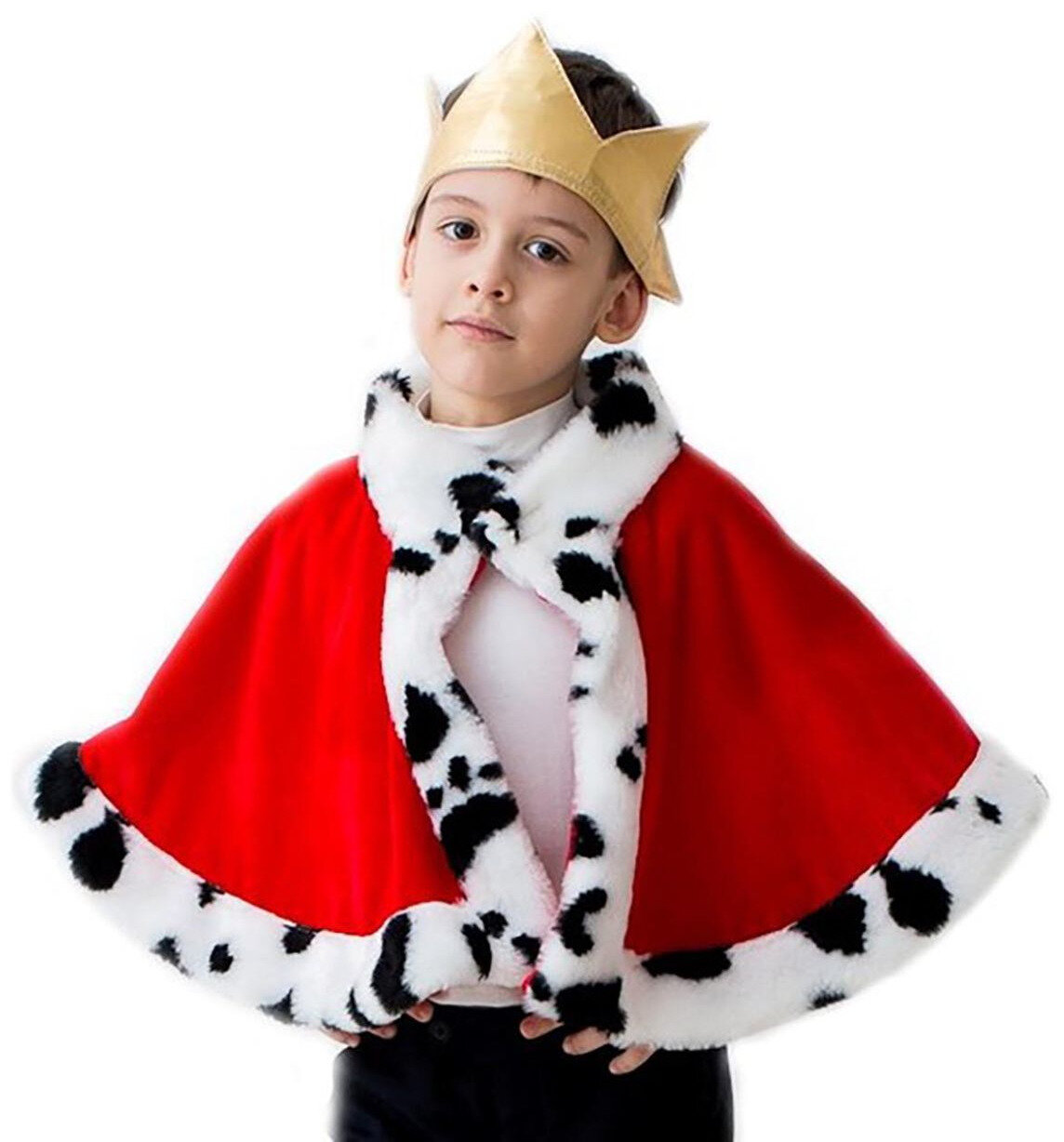 Карнавальный костюм детский "Король", праздничный наряд для мальчика (корона, мантия), 5-7 лет, рост 122-134 см
