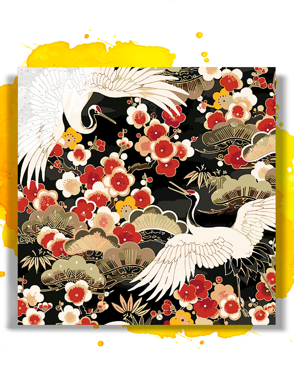 Картина по номерам на холсте Журавли Восточный стиль, 40 х 40 см